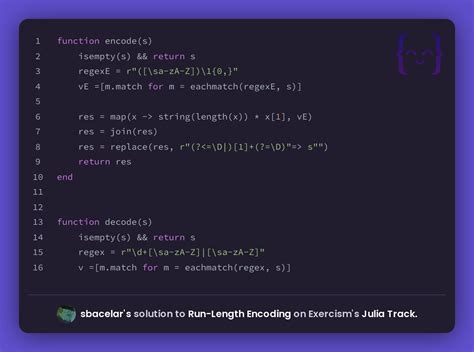 Sbacelars Solution For Run Length Encoding In Julia On Exercism