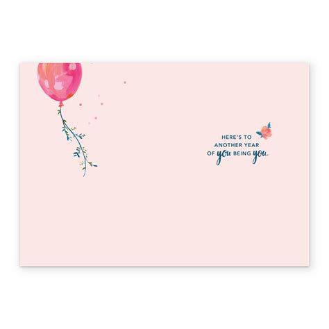 Personalised Illustrated Pink Balloon Birthday Card Hallmark