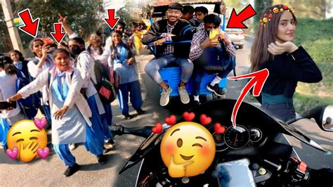 School Cute Girls Reaction Pt 2 Public Reaction On Superbike