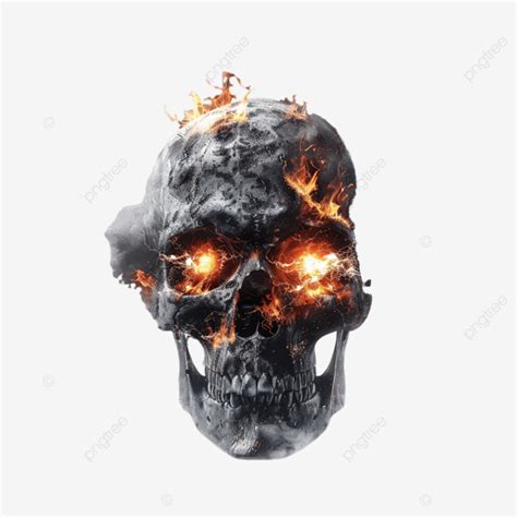 Skull Brain Exploding And Burning Eyes Armageddon Art Artwork Png