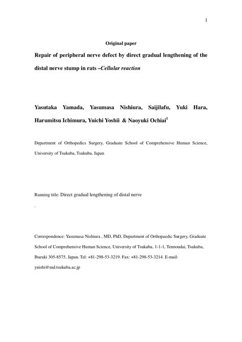 Pdf Repair Of Peripheral Nerve Defect By Direct Gradual Lengthening Of The Distal Nerve Stump