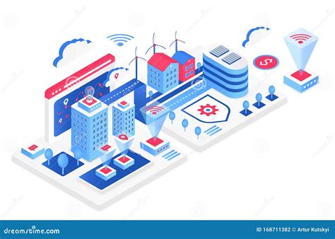 Smart City Isometric Vector Illustration Stock Vector Illustration Of