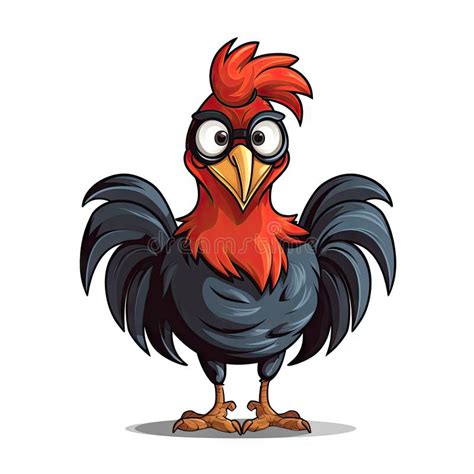 Cartoon Rooster With Glasses Colorful And Vibrant Stock Illustration