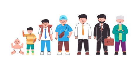 남성 성장 과정 아기 유아 십대 성인 직원 사업가 프리미엄 벡터