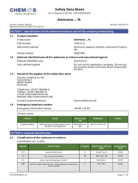 Fillable Online Safety Data Sheet Ammonium Nitrate Fax Email Print