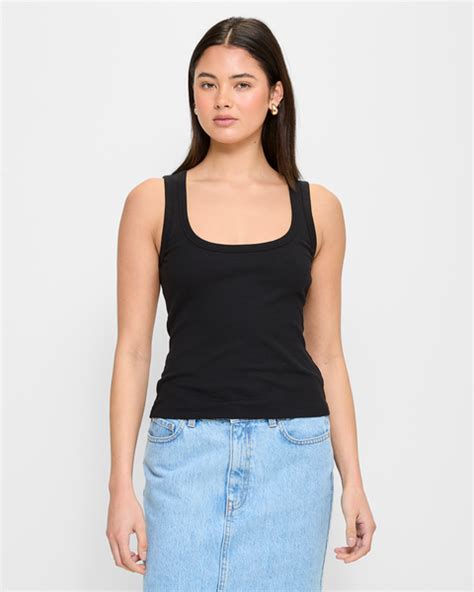 Australian Cotton Scoop Neck Rib Tank Top Lily Loves Black Target