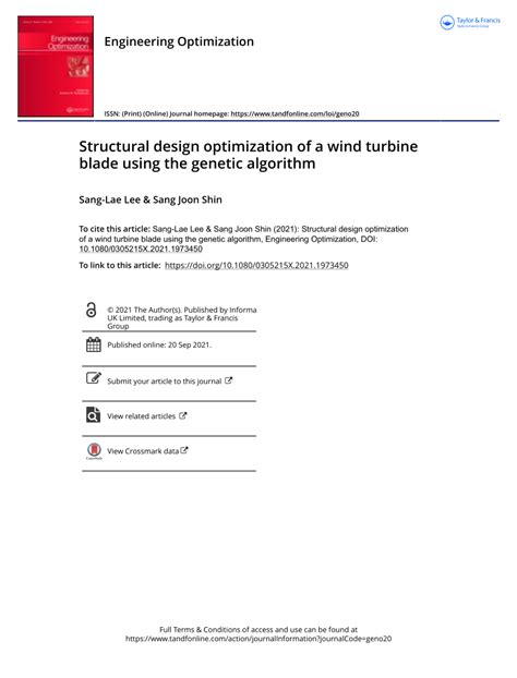 Pdf Structural Design Optimization Of A Wind Turbine Blade Using The