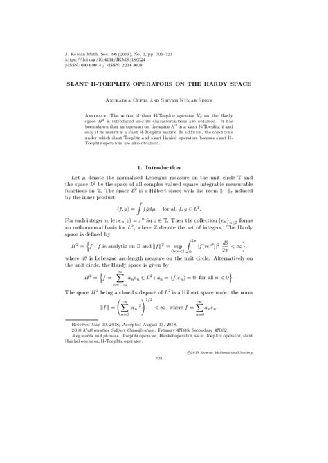 Pdf Slant H Toeplitz Operators On The Hardy Space Shivam Singh