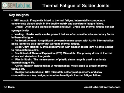 Thermal Fatigue Of Solder Joints Sem Lab Inc