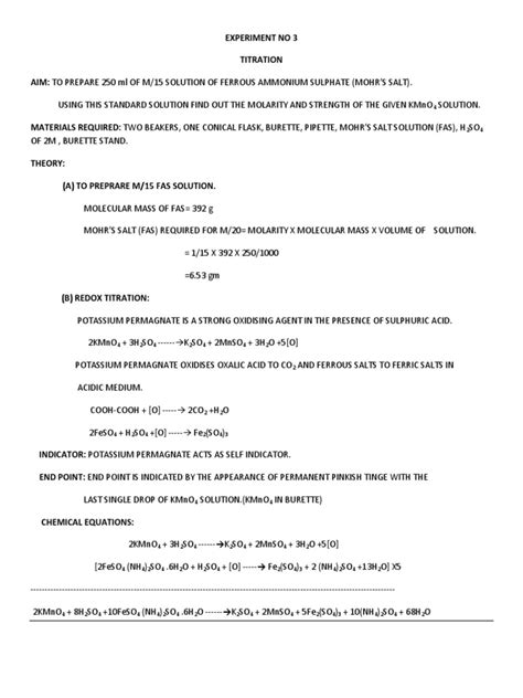 Experiment No 3 Pdf Titration Chemistry