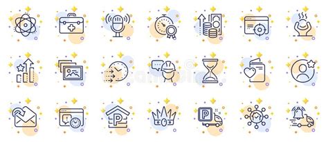 Outline Set Of First Aid Delivery Time And Time Hourglass Line Icons For Web App Pictogram