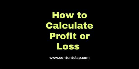 How To Calculate Profit Or Loss From A Stock Investment CONTENTCLAP