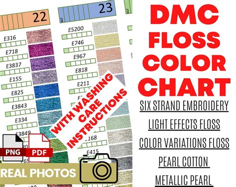 DMC Floss Color Chart With Actual Thread Sample Photos Has 581 Color Cards Is Printable And