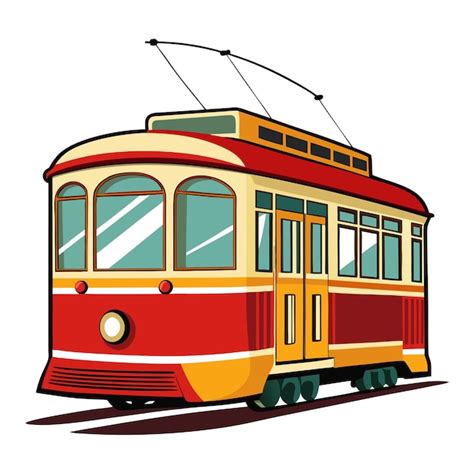 빈티지 트램 클리파트 터 아트 및 일러스트레이션 프리미엄 Ai 생성 벡터