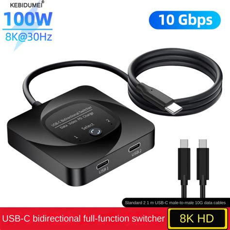 K USB C Bi Direction Switch KVM Switch X X Data Video Switcher Type C Splitter USB PD