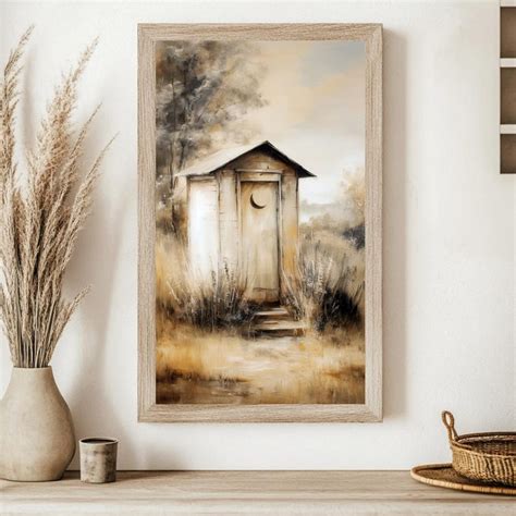 Rustic Outhouse Print Printable Bathroom Wall Art Cabin Guest Bath