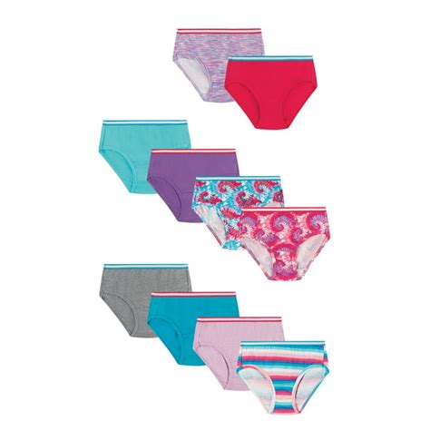 Hanes Girls Tagless Super Soft Cotton Brief Underwear 10 Pack Sizes