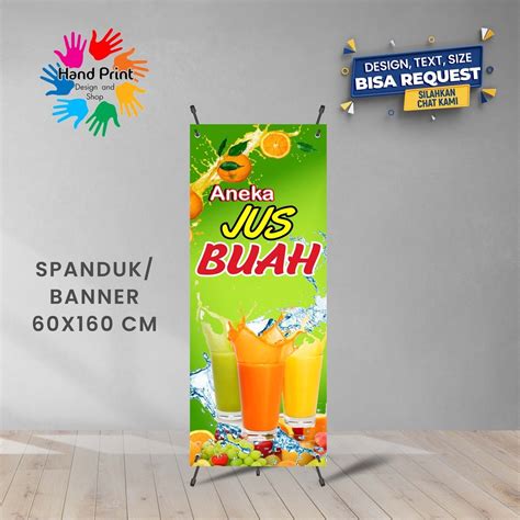 Jual Spanduk Banner Kedai Jus Buah Juice Segar Hijau Minuman Ukuran