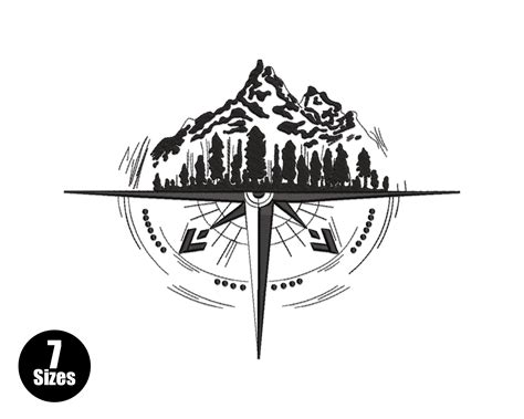 Premium Quality Mountain Compass Embroidery Design