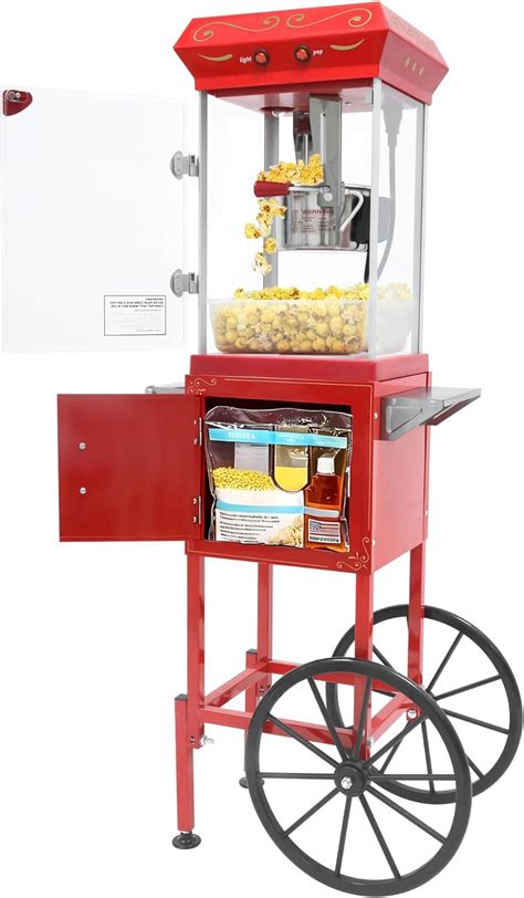 Popcorn Machine With Cart And Wheels 8oz Pop Corn Machine