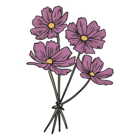 Diseño Png Y Svg De Lindo Trazo De Color De Flores Moradas Para Camisetas