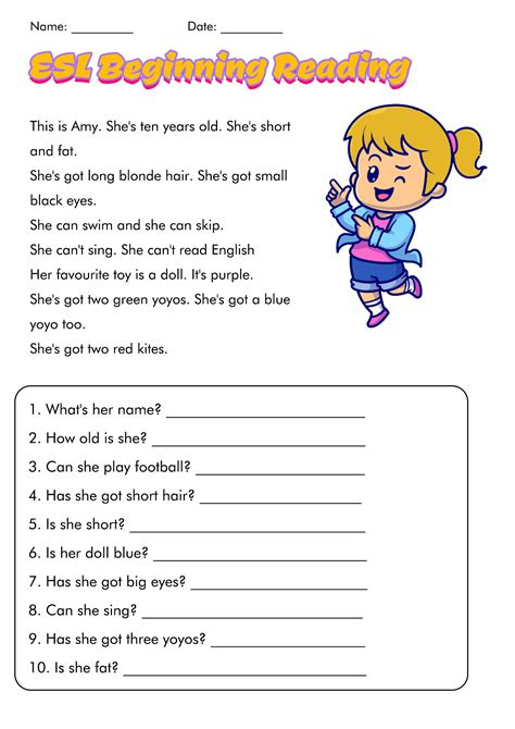 Reading Worksheets For Esl Beginners Free Pdf At Worksheeto