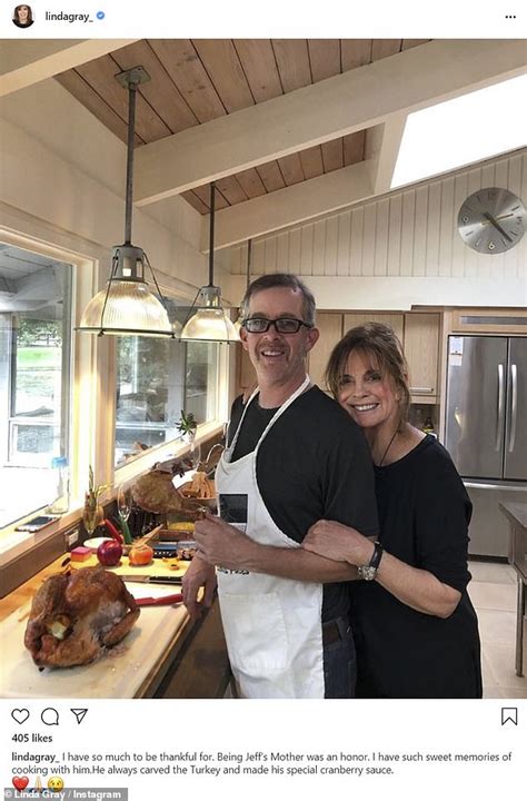 Linda Gray Posts Pic With Late Son Jeff Thrasher Carving Turkey On