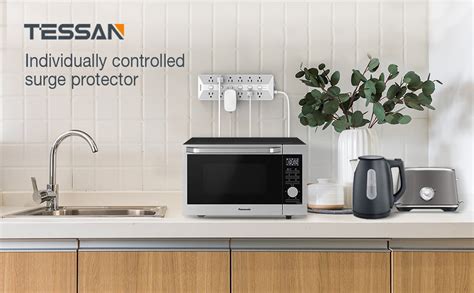 Amazon Com Power Strip With Usb Individual Switches Tessan Outlets And Usb Ports Long