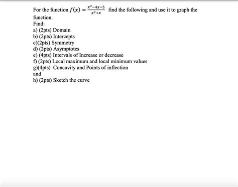 Solved For The Function F X X2 4x 5x2 X ﻿find The Following