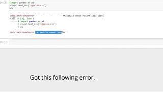 Modulenotfounderror No Module Named Pandas Jupyter Notebook Extension In Visual Studio Code