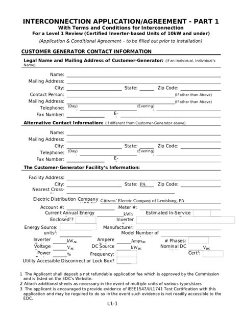 Dpl De Level 1 Interconnection Application Agreement Doc Template Pdffiller