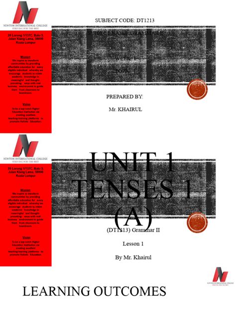 Topic 1 Lesson 1 Pdf Grammatical Tense Verb