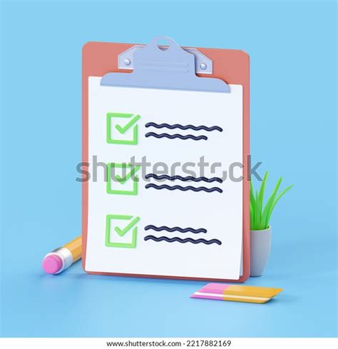 Checklist Render 3d Paper Clipboard Task Stock Illustration 2217882169 Shutterstock