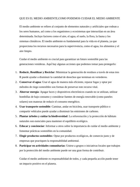 Que Es El Medio Ambiente Pdf