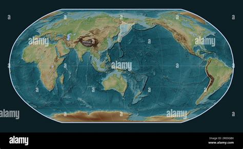 Okhotsk Tectonic Plate On The Wiki Style Elevation Map In The Robinson Projection Centered