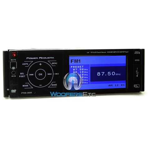 Open Box PTID 3600 B Stock Power Acoustik 1 DIN DVD Receiver LCD