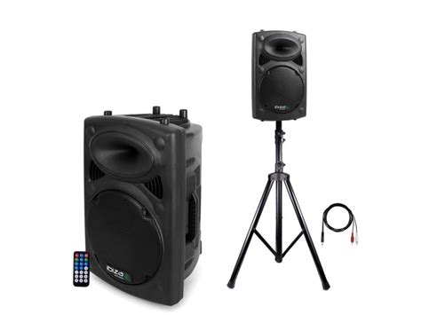 Enceinte dj sono amplifiée 8 20cm 200w usb sd bt pied câble pc