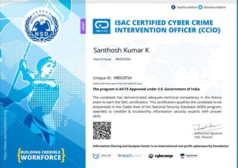 Santhosh Kumar K On Linkedin Cybersecurityawareness Certification Isac Neat Nsd Ethics…