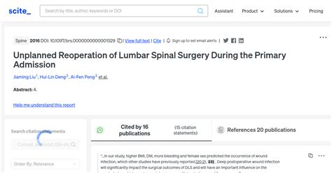Unplanned Reoperation Of Lumbar Spinal Surgery During The Primary Admission Scite Report