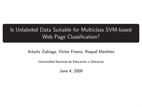 Is Unlabeled Data Suitable For Multiclass Svm Based Web Page