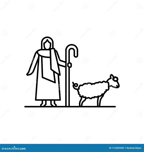 Shepherd Christianity Sheep Icon Simple Line Outline Vector