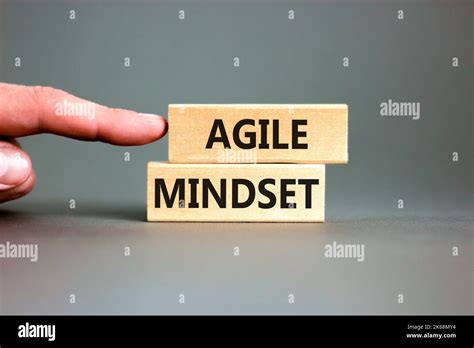 Agile Mindset Symbol Concept Words Agile Mindset On Wooden Blocks Beautiful Grey Table Grey