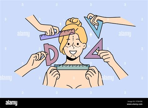Woman Patient Of Plastic Surgery Clinic With Lines On Face And Rulers