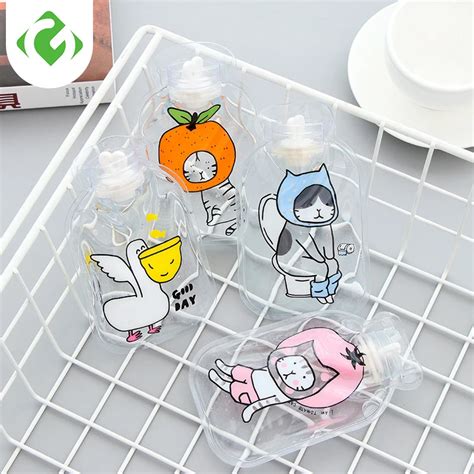 귀여운 만화 손 Po 따뜻한 물병 미니 투명 뜨거운 물병 작은 휴대용 손을 따뜻하게 하는 물 주입 저장 가방핫 물 병 Aliexpress