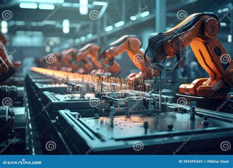 Robotic Arms Efficiently Perform Tasks On A Conveyor Belt In A Factory Setting Precision
