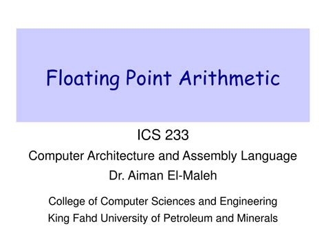 Ppt Floating Point Arithmetic Powerpoint Presentation Free Download