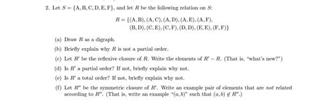 Solved Let S A B C D E F And Let R Be The Following Chegg Com