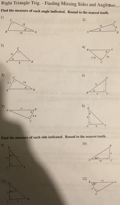 Solved Right Triangle Trig Finding Missing Sides And