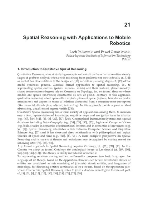 Pdf Spatial Reasoning With Applications To Mobile Robotics