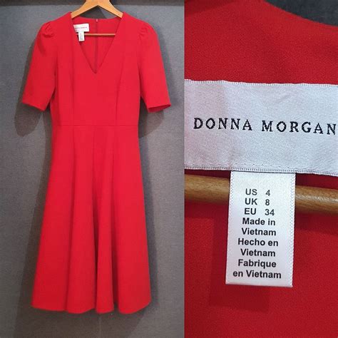 Donna Morgan Semi Puff Sleeve Dress On Carousell